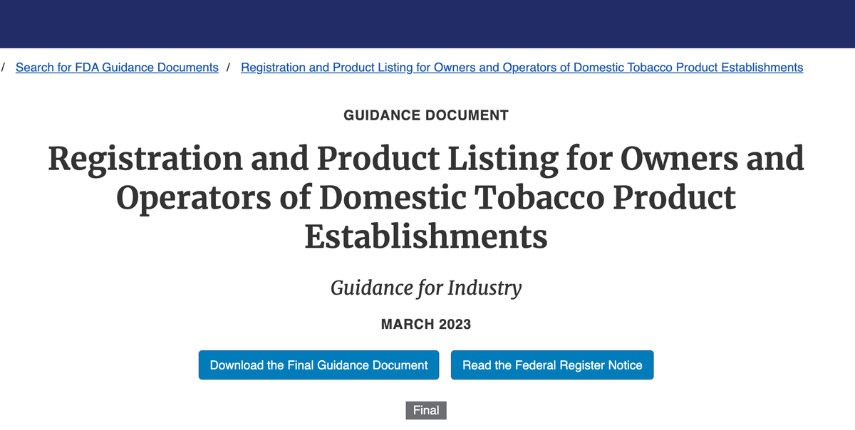 US FDA: Changes To The Tobacco Product List Must Be Reported Regularly ...